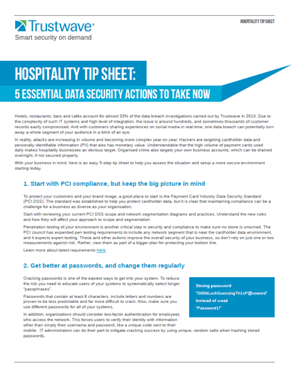 Hospitality Tip Sheet: 5 Essential Data Security Actions to Take Now | Trustwave