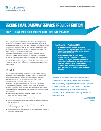 Trustwave Secure Email Gateway Service Provider Edition Data Sheet | Trustwave